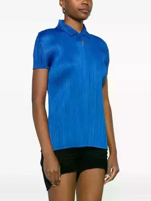 Issey Miyake Pleated Buttoned Top - Blue