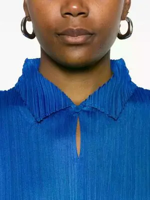 Issey Miyake Pleated Buttoned Top - Blue