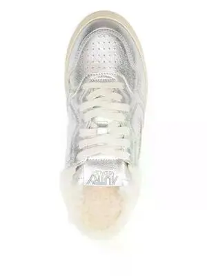 AUTRY Medalist Metallic Leather Sneakers - Silver