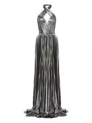 IRIS SERBAN Kareen Halter-neck Pleated Dress