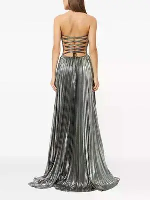 IRIS SERBAN Kareen Halter-neck Pleated Dress