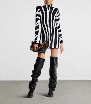 Balmain Knitted Zebra Mini Dress