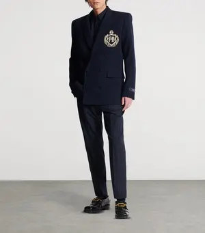 Balmain Wool Crystal-embellished Emblem Blazer