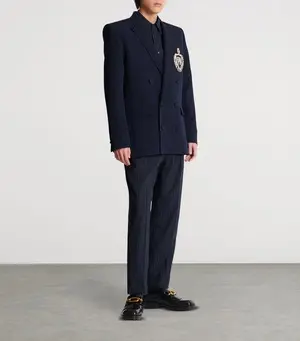 Balmain Wool Crystal-embellished Emblem Blazer