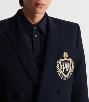 Balmain Wool Crystal-embellished Emblem Blazer