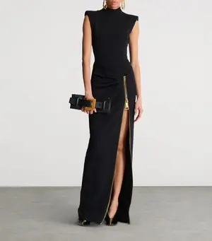 Balmain Zip-detail Maxi Dress - Black
