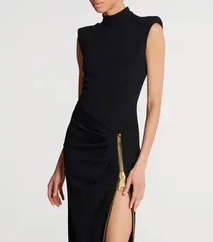 Balmain Zip-detail Maxi Dress - Black