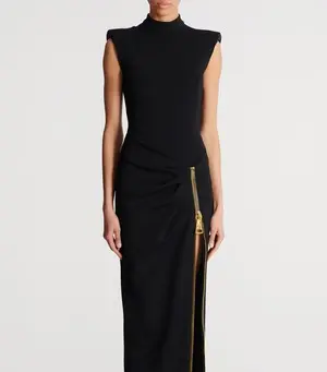 Balmain Zip-detail Maxi Dress - Black