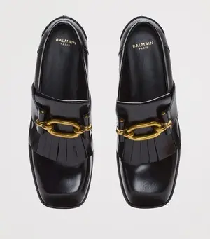 Balmain Glazed Leather Sync Loafers - Black