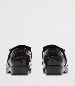 Balmain Glazed Leather Sync Loafers - Black