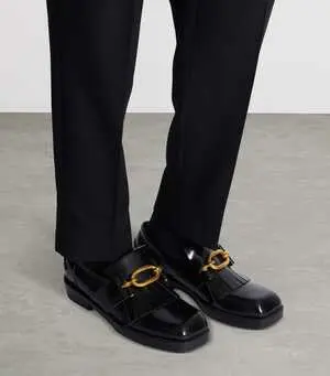 Balmain Glazed Leather Sync Loafers - Black