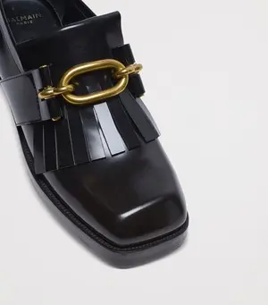 Balmain Glazed Leather Sync Loafers - Black