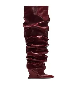 Balmain Leather Wedge Over-the-knee Boots 95