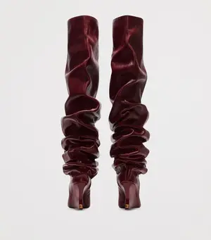 Balmain Leather Wedge Over-the-knee Boots 95