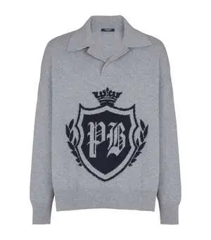 Balmain Cashmere-virgin Wool Polo Sweatshirt