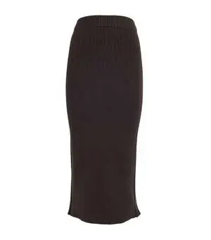 Johnstons Of Elgin Cashmere-blend Ribbed Midi Skirt