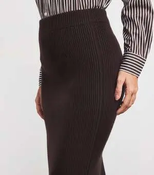 Johnstons Of Elgin Cashmere-blend Ribbed Midi Skirt