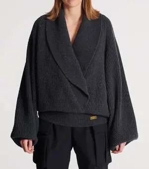 Balmain Wool Oversized Wrap Sweater