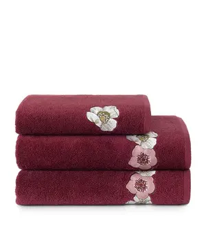 YVES DELORME Corolles Bath Towel - Burgundy
