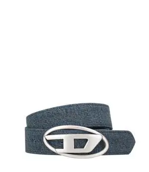 DIESEL® Denim Belt With Logo Buckle - Denim Medio