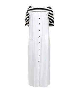KAOS Cotton Dress With Stripe Detail