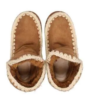 Mou Boots With Crocheted Wool Details - Brandy