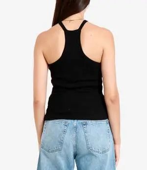 MSGM Ribbed Cotton Top - Black