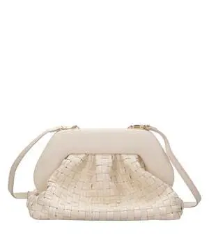 THEMOIRE Woven Clutch Bag With Removable Shoulder Strap