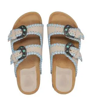 TAJI Suede Sandals - Panna+celeste