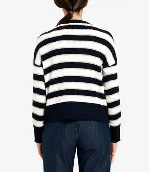 PENNY BLACK Striped Sequin-embellished Sweater