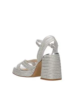 CastaÑer Platform Heeled Sandals - Silver