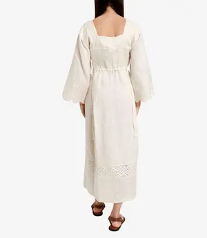 Max Mara Linen Dress With Sangallo Lace