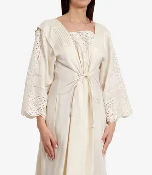 Max Mara Linen Dress With Sangallo Lace