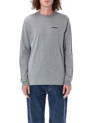 Patagonia Cotton-blend Long-sleeved P-6 Logo Responsibili-tee - Grey