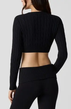FLORENCE BY MILLS Barre Crop Cable Sweater - Black