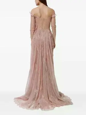 IRIS SERBAN Lorena Pleated Lace Flower Dress