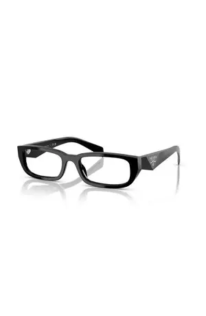 Prada 54mm Rectangle Full Rim Eyeglasses - Black