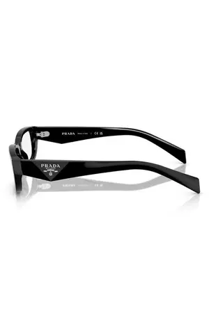 Prada 54mm Rectangle Full Rim Eyeglasses - Black