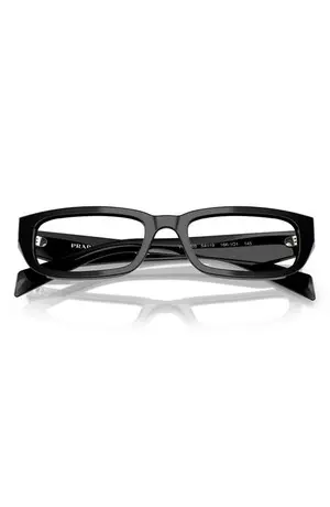 Prada 54mm Rectangle Full Rim Eyeglasses - Black