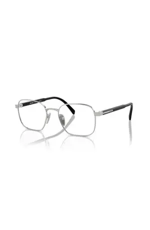 Prada 51mm Rectangle Optical Glasses - Silver