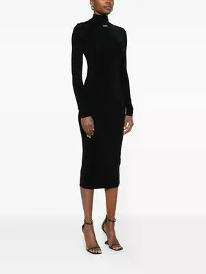 Off-White Off Stamp Ruched Midi Dress