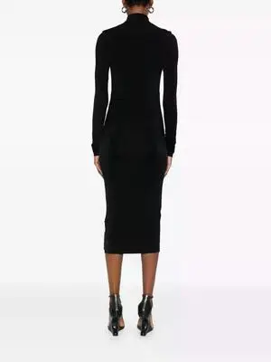 Off-White Off Stamp Ruched Midi Dress