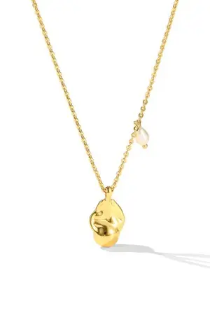 CLASSICHARMS Molten Pendant Freshwater Pearl Necklace - Gold