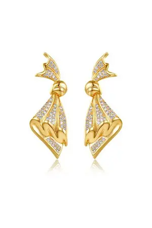 CLASSICHARMS Oversized Cubic Zirconia Pavé Butterfly Dangle Earrings - Gold
