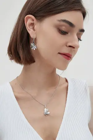 CLASSICHARMS Pavé Butterfly Pendant Necklace - Silver/blue