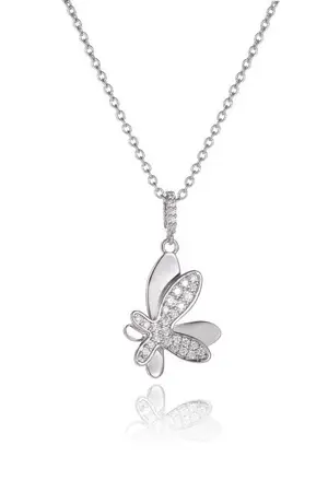 CLASSICHARMS Pavé Butterfly Pendant Necklace - Silver/clear