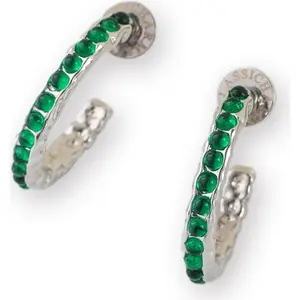 CLASSICHARMS Serena Gemstone Hoop Earrings Silver/green