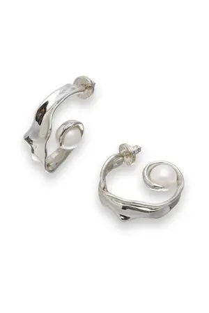 CLASSICHARMS Natalie Molten Sculptural Hoop Earrings - Silver