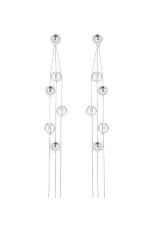 CLASSICHARMS Crystal And Bead Drop Earrings - Silver