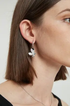 CLASSICHARMS Pavé Butterfly Dangle Hoop Earrings